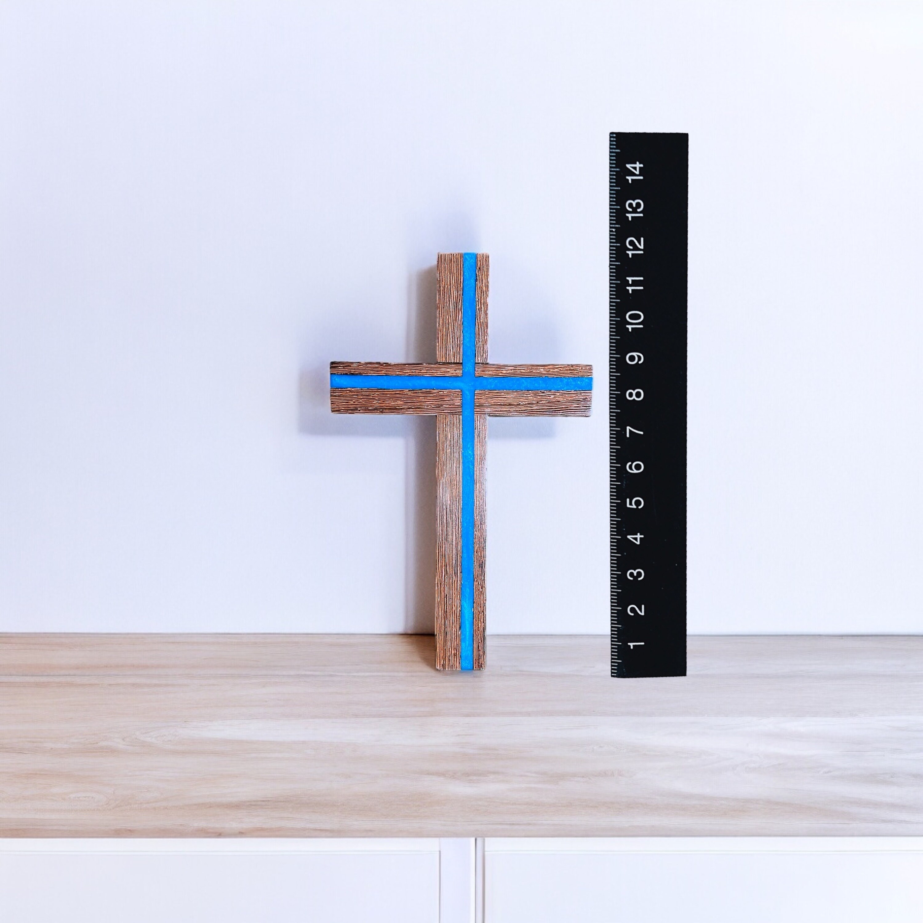 Handcrafted Wooden Cross With Colorful Resin Inlay - Unique Christian ...