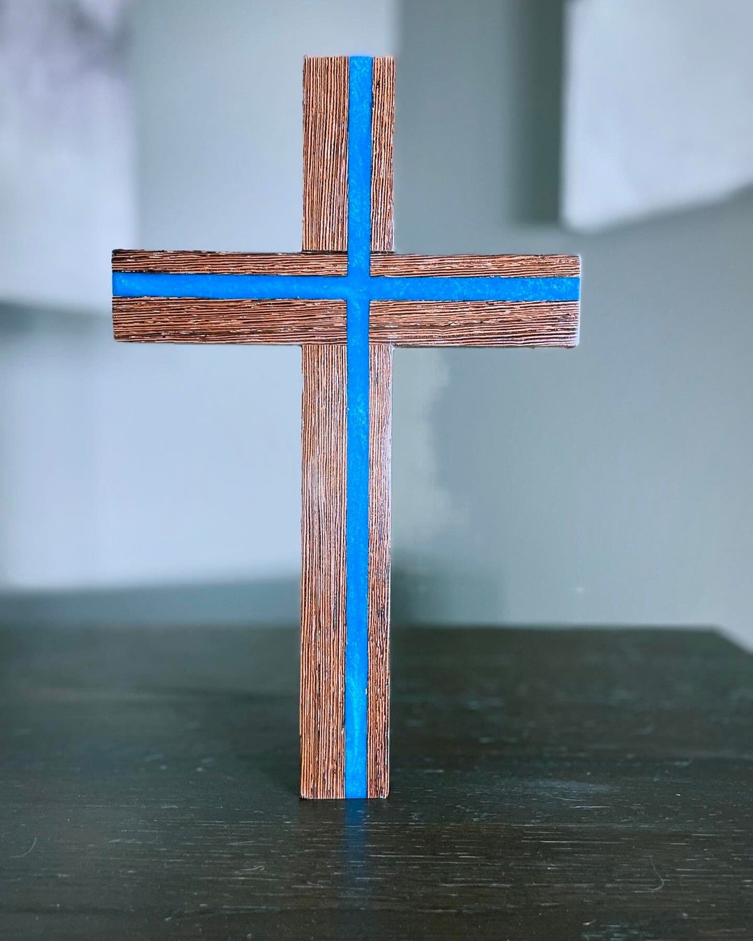 Handcrafted Wooden Cross With Colorful Resin Inlay - Unique Christian ...