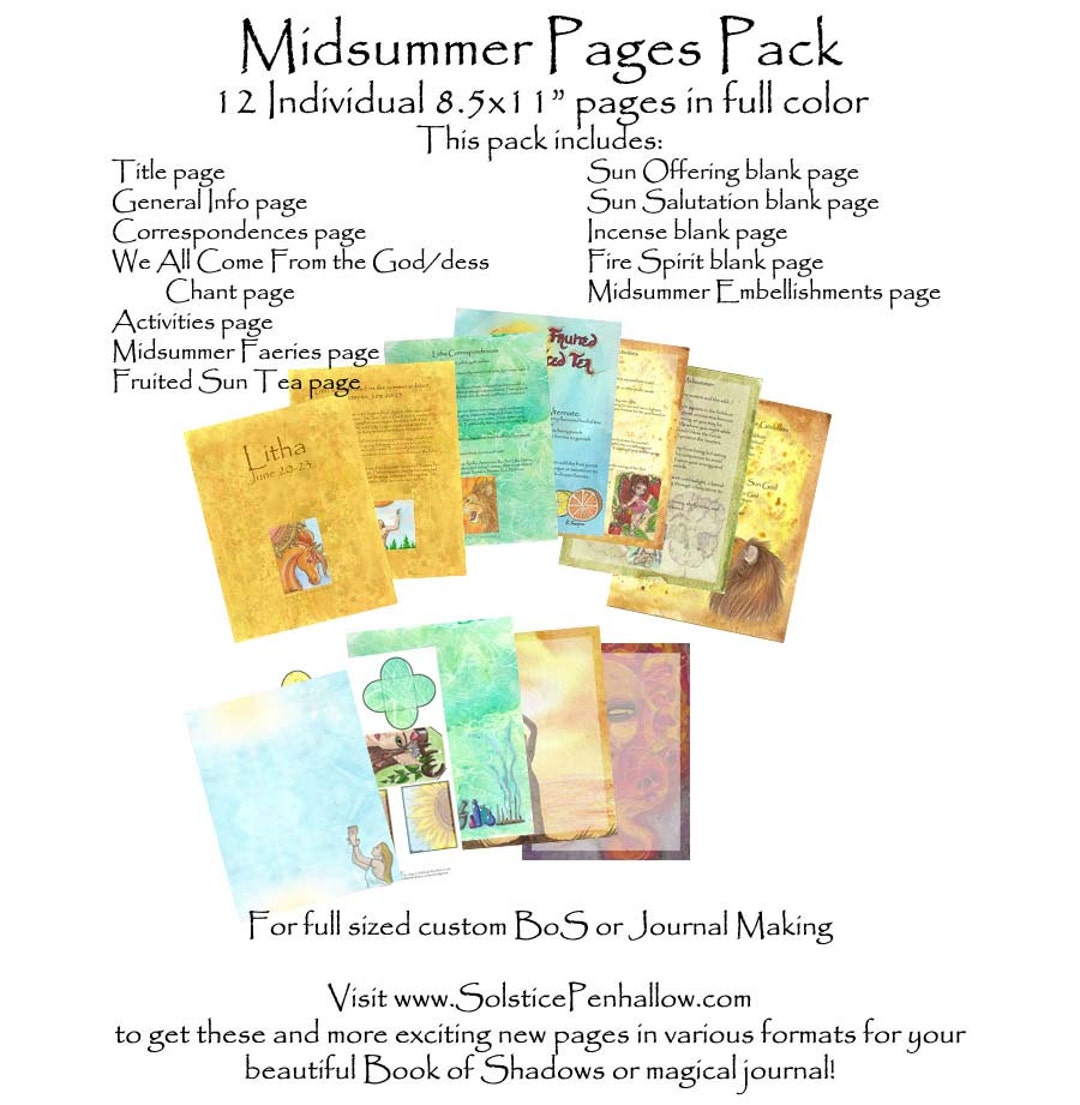 Midsummer Litha Books of Shadows Printable Digital Pages, Wicca, Pagan ...