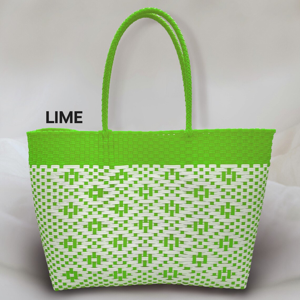 Large TOTE. Woven With Recycled Plastic. Solid Colored With Pattern ...