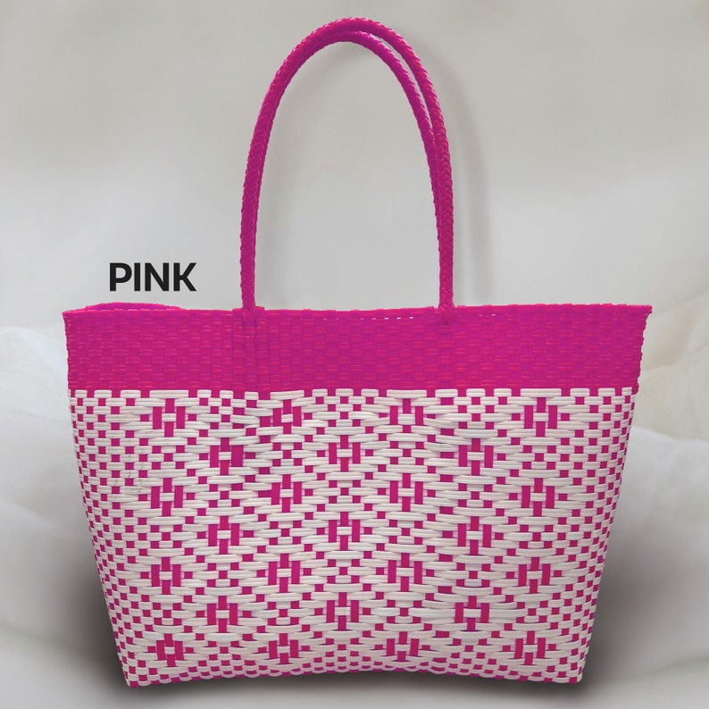 Large TOTE. Woven With Recycled Plastic. Solid Colored With Pattern ...