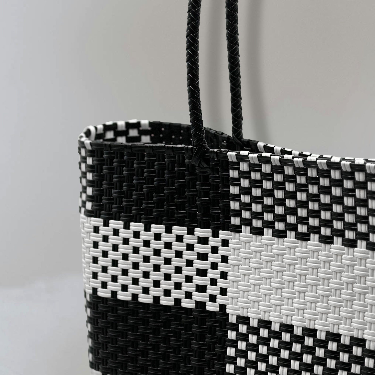 Large SUMMER TOTE BAG. Woven With Boho Recycled Plastic. Colorful and ...