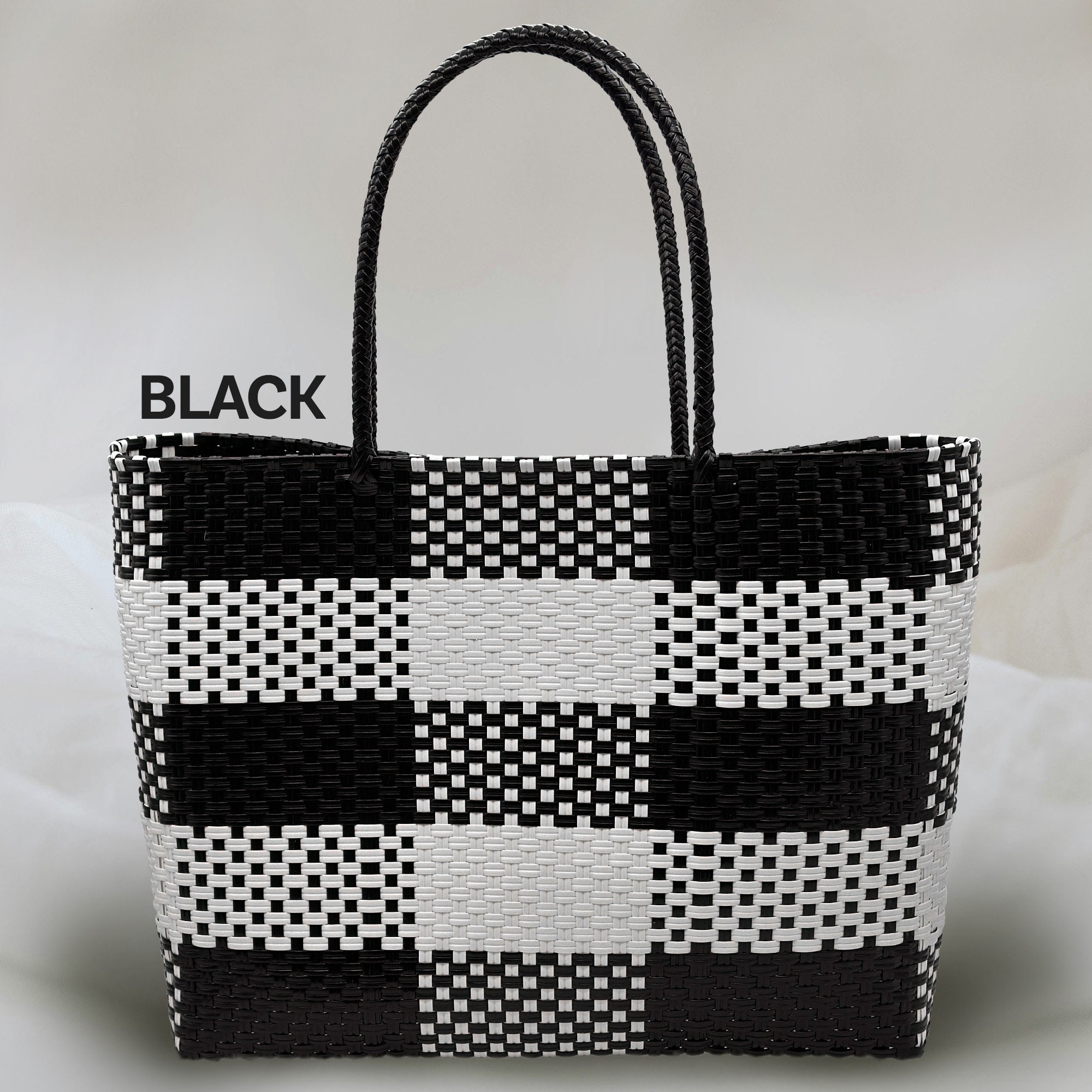 Large SUMMER TOTE BAG. Woven With Boho Recycled Plastic. Colorful and ...