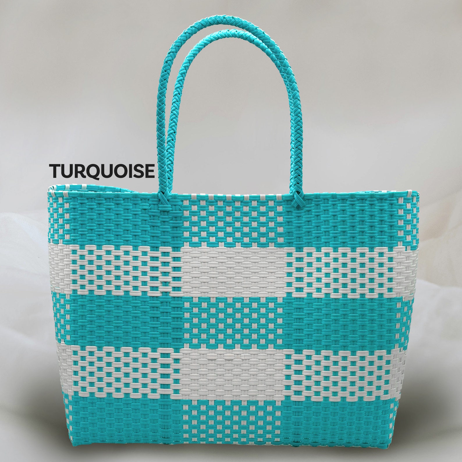 Large SUMMER TOTE BAG. Woven With Boho Recycled Plastic. Colorful and ...
