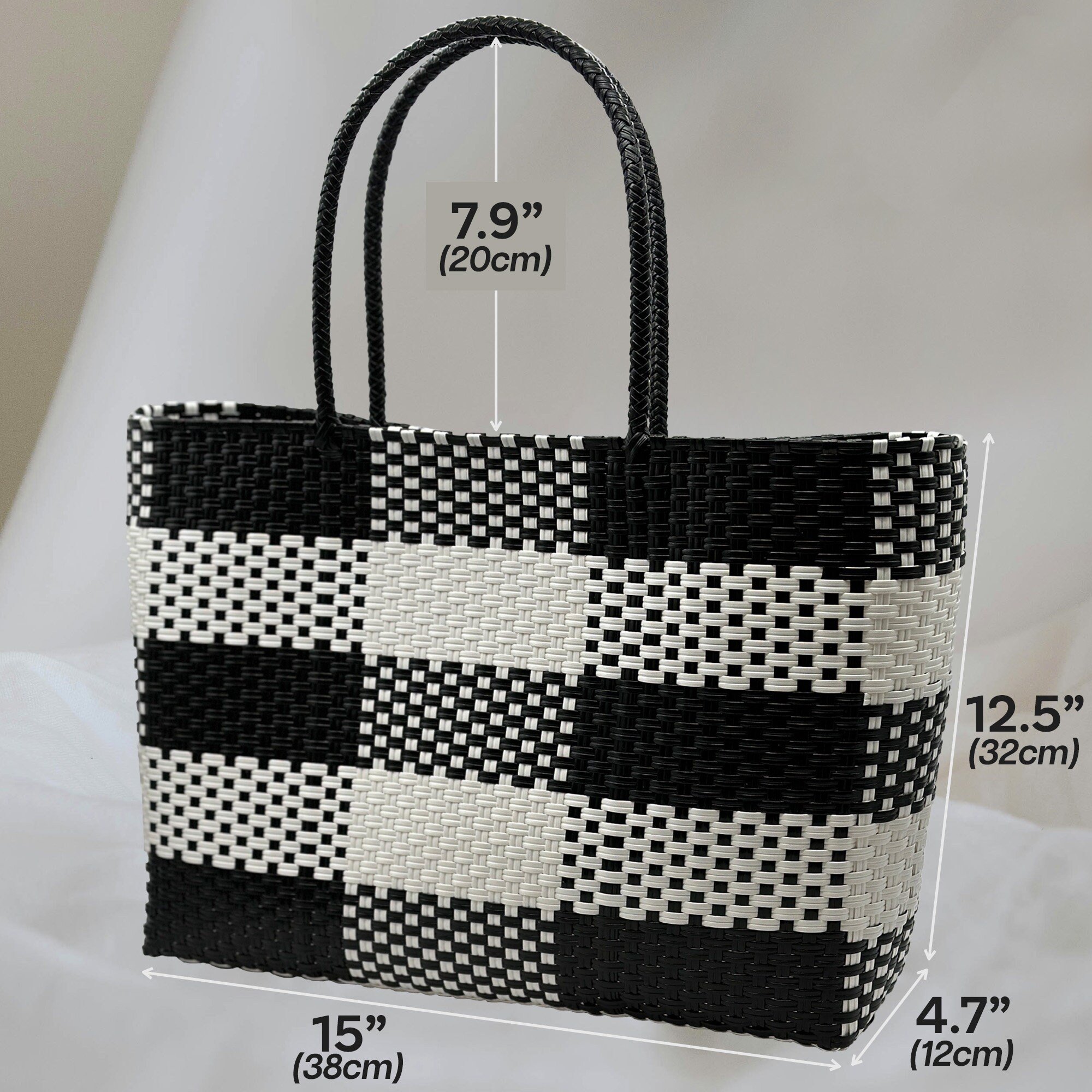 Large SUMMER TOTE BAG. Woven With Boho Recycled Plastic. Colorful and ...