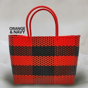 Large SUMMER TOTE BAG. Woven With Boho Recycled Plastic. Colorful and ...