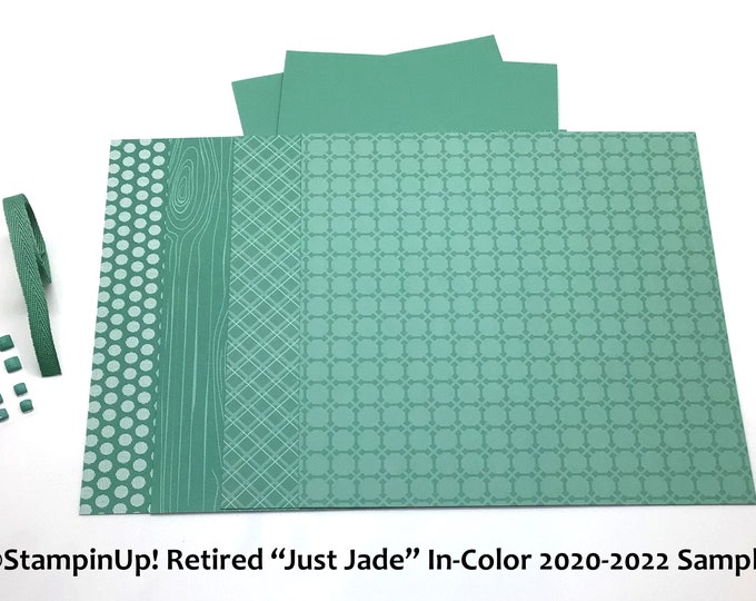 JUST JADE Retired ©stampin'up DSP 4 Sheets 2-sided 6 X 6 W/8 Designs, 2-A2 Card Bases, 24 Twill ...