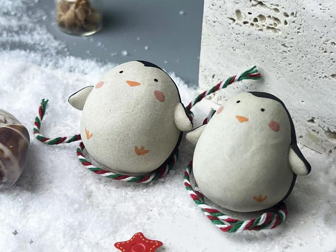 Cute Penguin Ceramics Statue Desk Decor, Handmade Ceramic Penguin ...