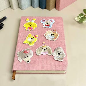 Custom Puppy Notebook Embroidered Fabric Patches, Linen Notebook ...