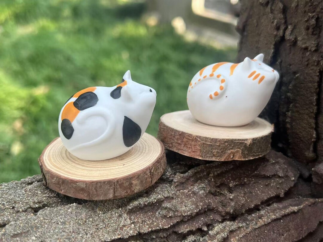 Cute Miniature Fat Cat Car Dashboard Decor Ceramic Cat Decor Gifts for ...