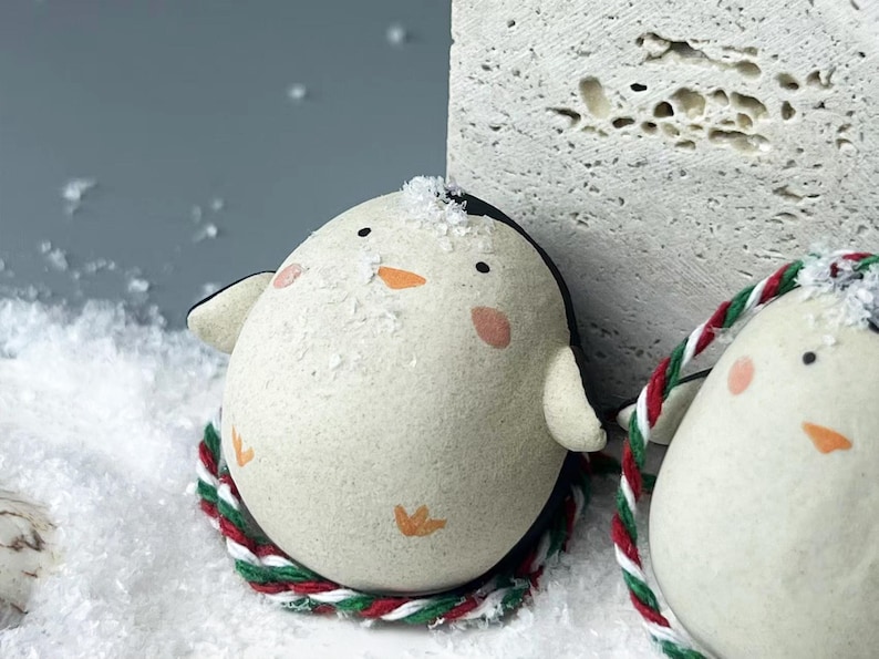 Cute Penguin Ceramics Statue Desk Decor, Handmade Ceramic Penguin ...