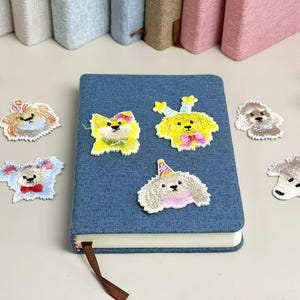 Custom Puppy Notebook Embroidered Fabric Patches, Linen Notebook ...