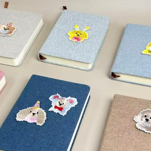 Custom Puppy Notebook Embroidered Fabric Patches, Linen Notebook ...