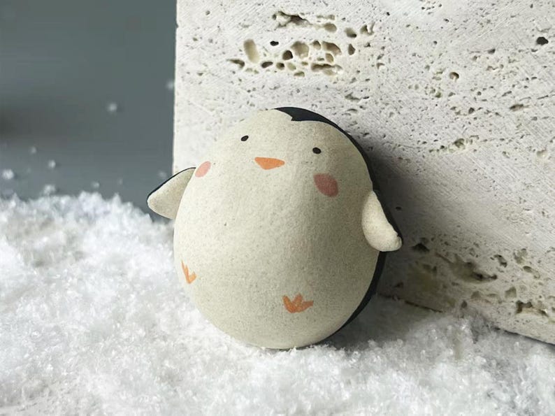 Cute Penguin Ceramics Statue Desk Decor, Handmade Ceramic Penguin ...