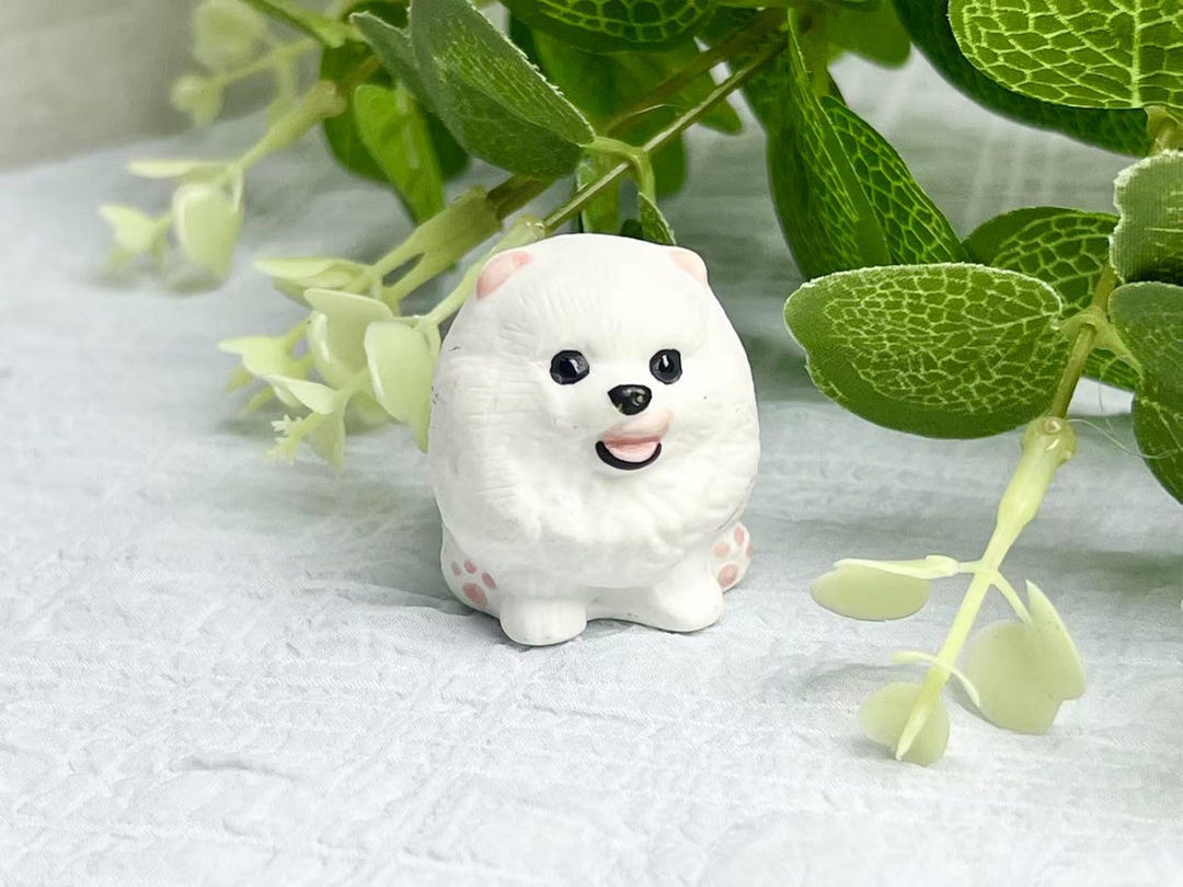 Miniature White Puppies Ceramics Statue Desk Pet Gifts, Cute Small ...