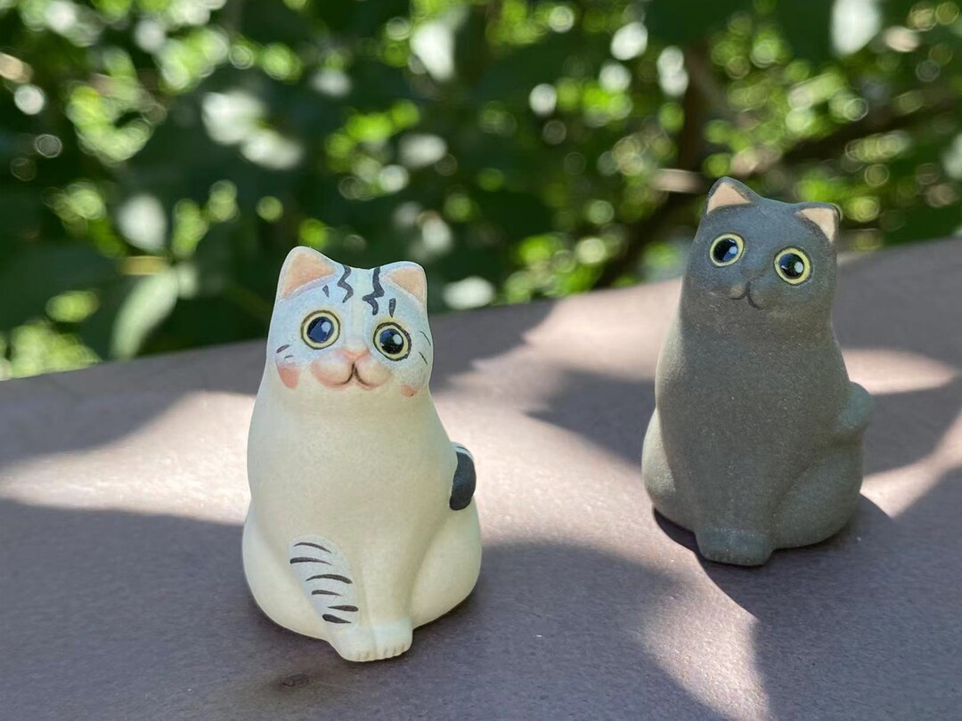 Cute Mini Cat Ceramics Animal Figurines for Desktop Decor Gifts for Her ...