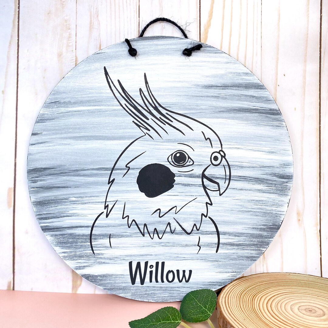 Painted Cockatiel Line Art Sign - Personalized Cockatiel Sign ...