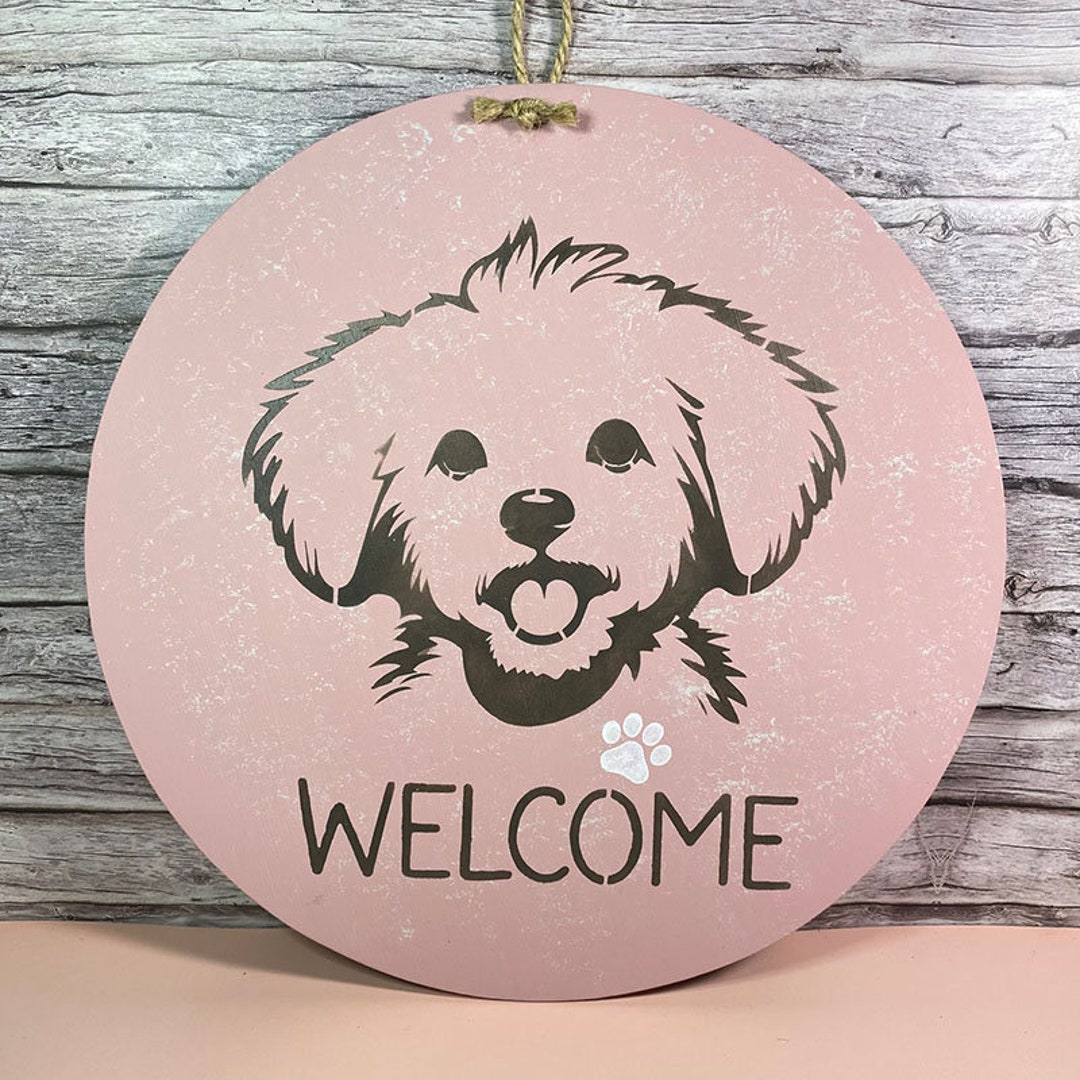 Maltese Wall Art Round Wood Dog Sign Maltese Sign for Indoor Dog Home ...