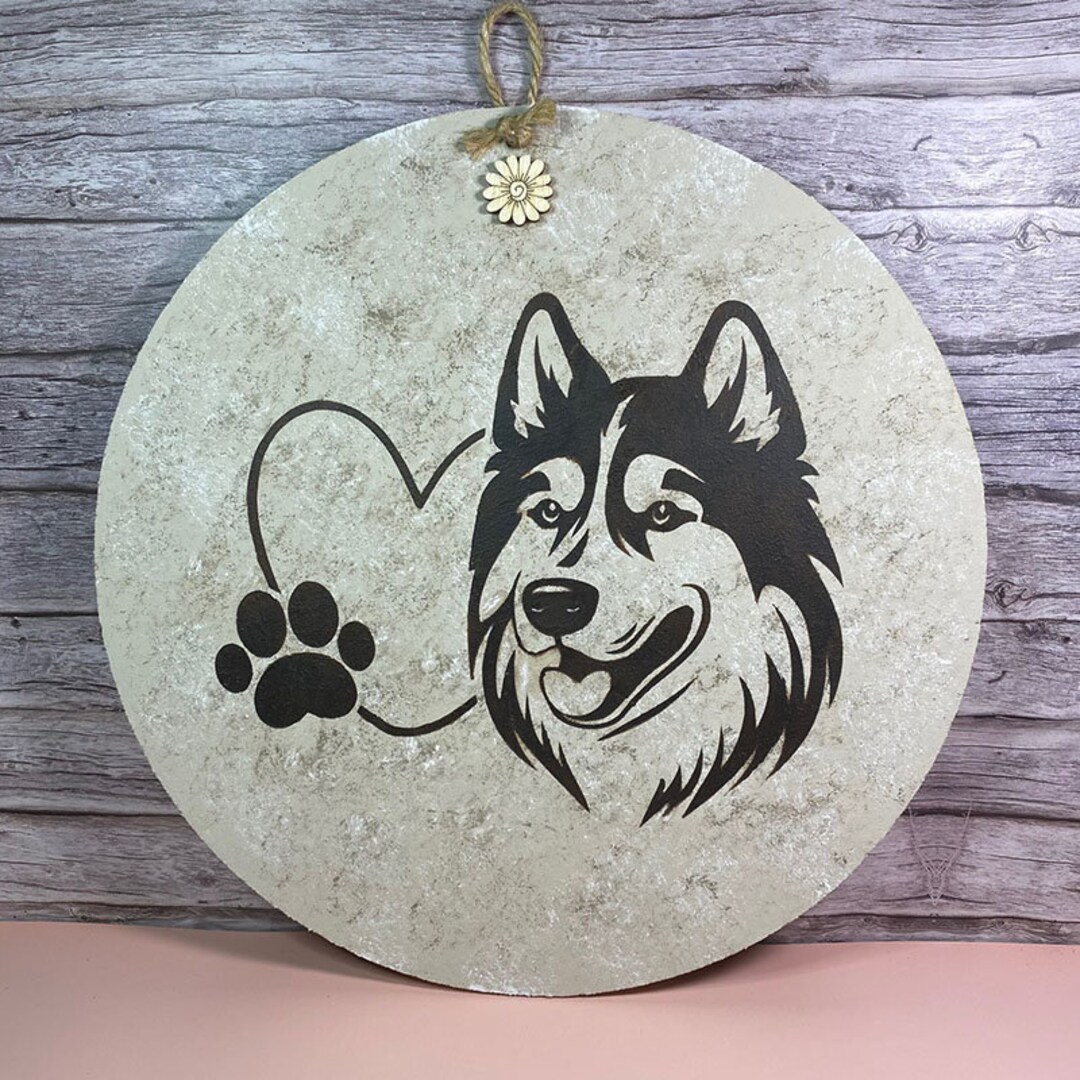 Husky Love Round Wood Custom Dog Sign Personalized Dog Sign Custom Dog ...