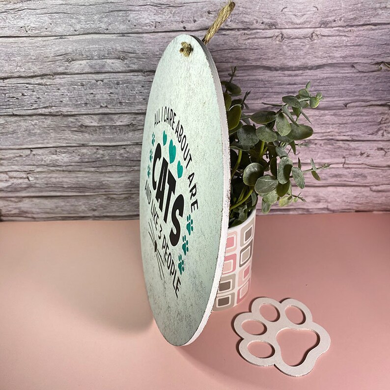 Cat Quote Sign Cat Wall Art All I Care About Are Cats Funny Cat Quote ...