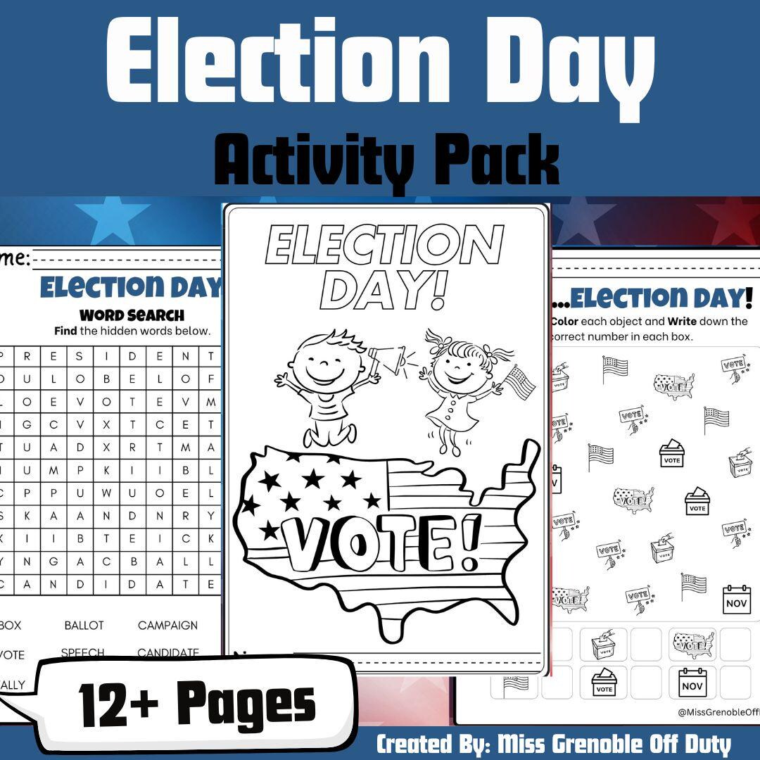 Election Day Worksheets: Kindergarten, 1st, 2nd Grade Activities ...
