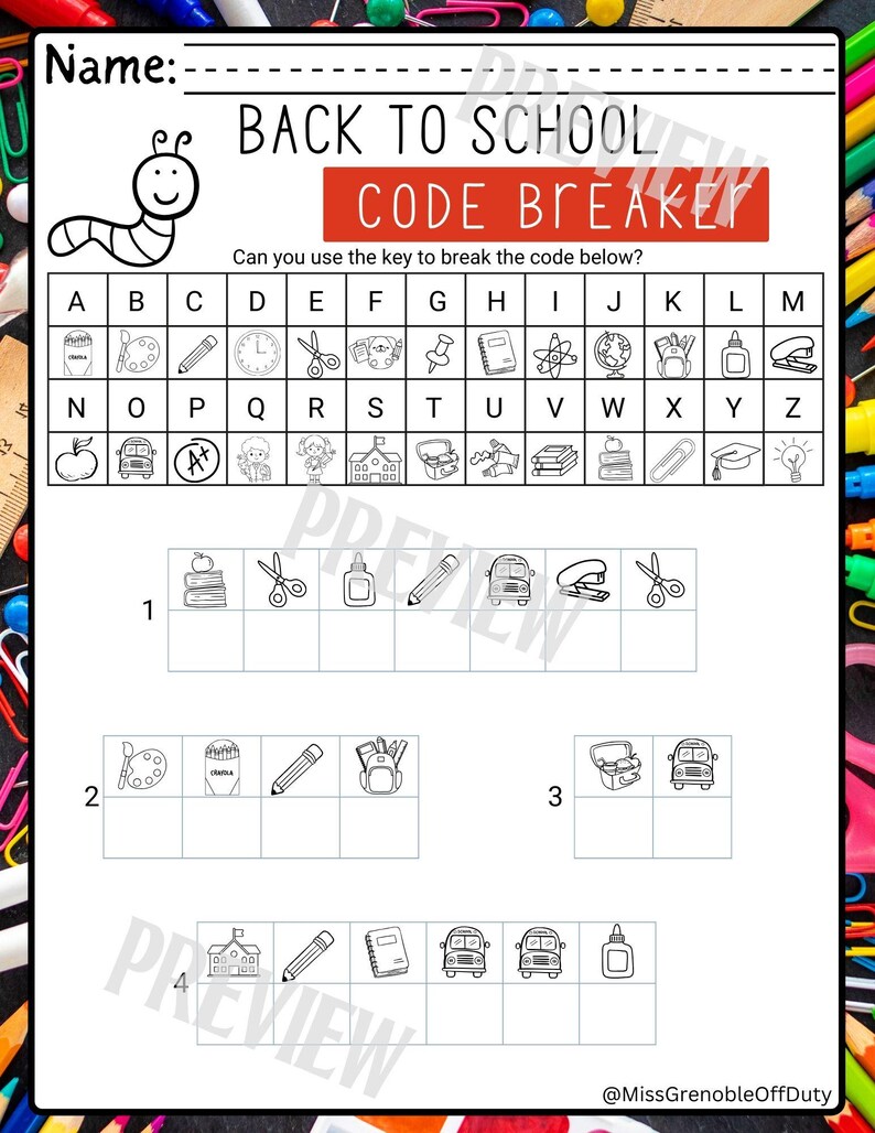 Back to School Code Breaker Worksheet | Fun Printable Activity for Kids ...