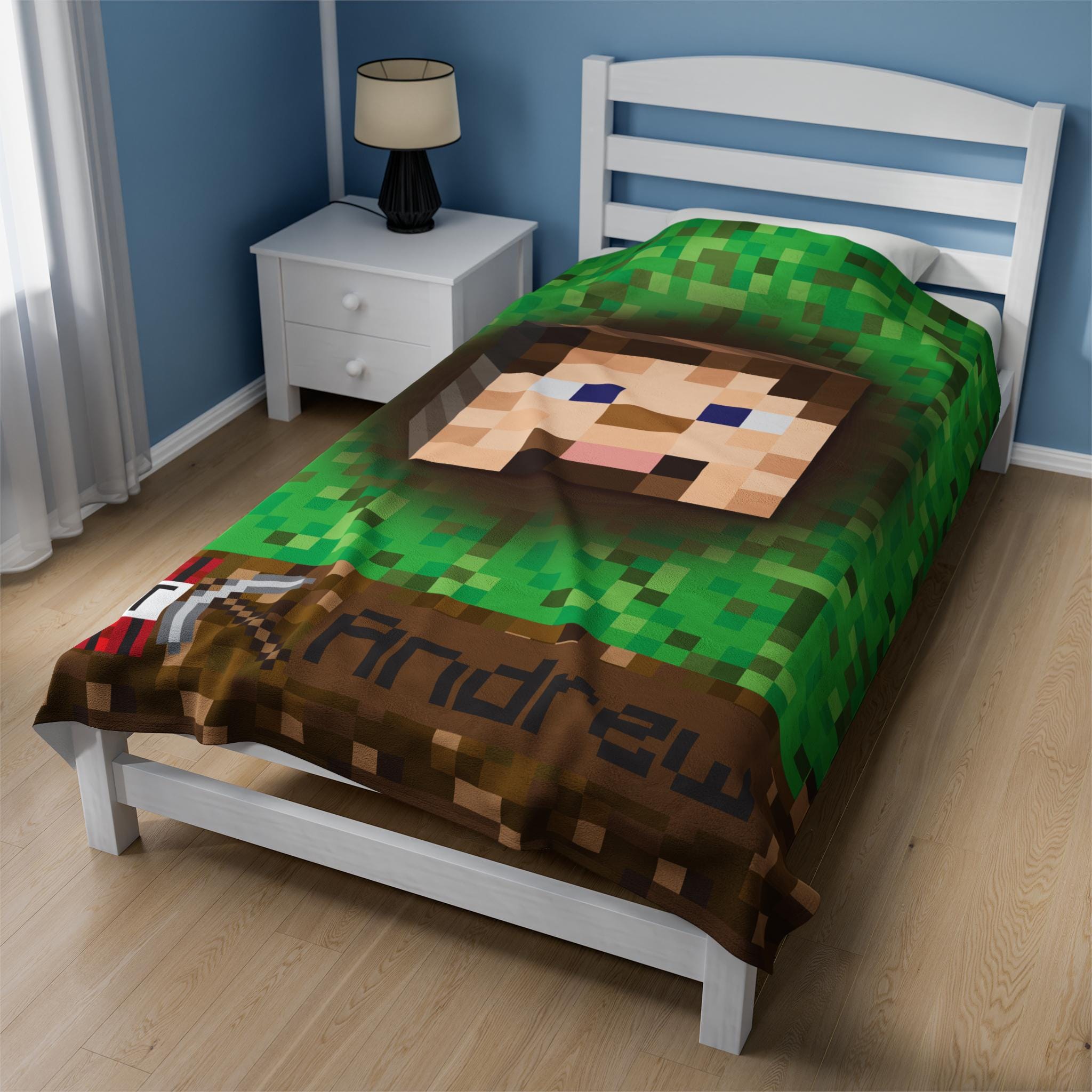 Customizable Minecraft Blanket, Plush Velveteen Minecraft Game Bedding ...