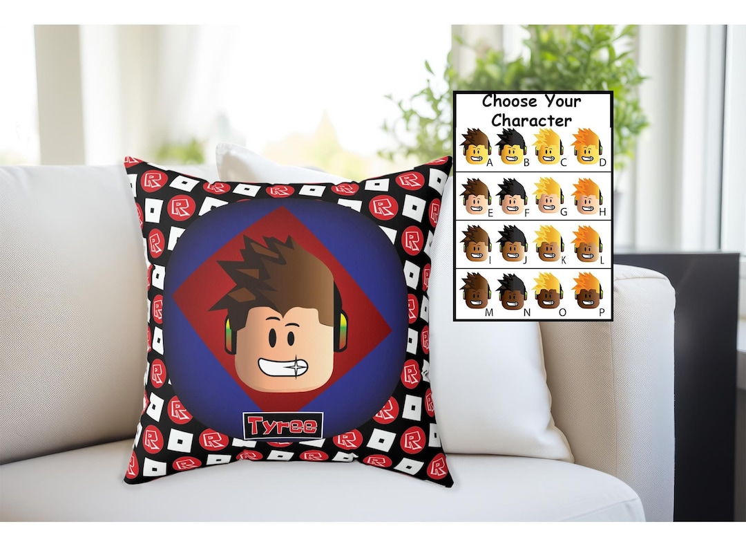 Roblox Pillow Customizable Avatar Gaming and Choose Name, Gaming Party ...