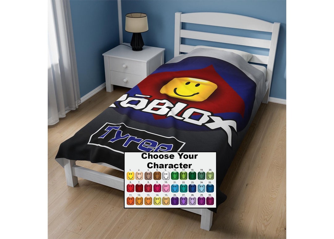 Roblox Noob Customizable Velveteen Blanket, Robot the Noob, Video Game ...