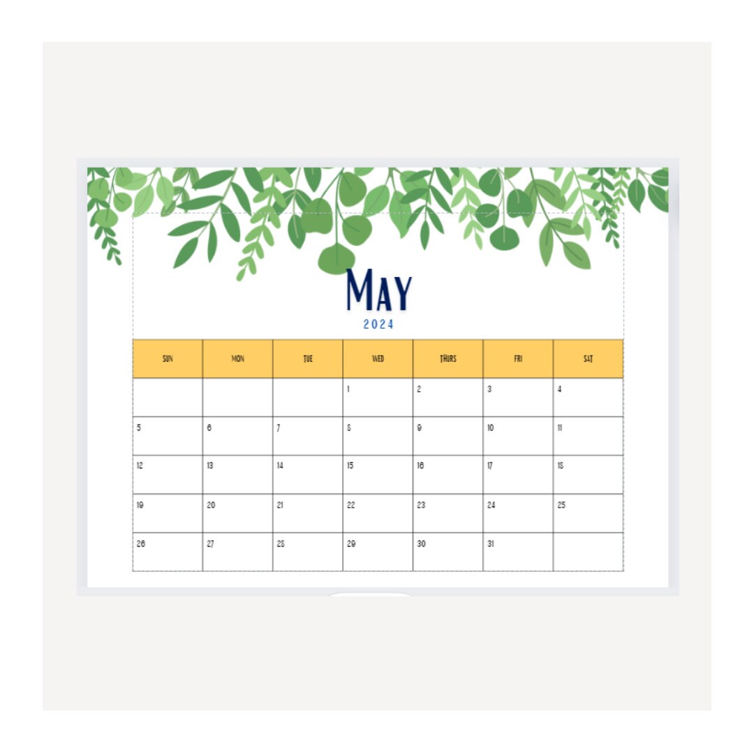 Printable and Editable May Calendar 2024 - Etsy UK