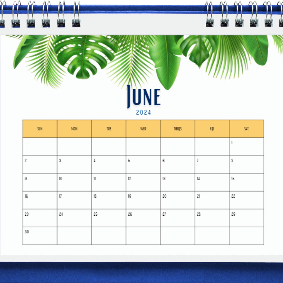 Printable and Editable June Calendar 2024 - Etsy UK