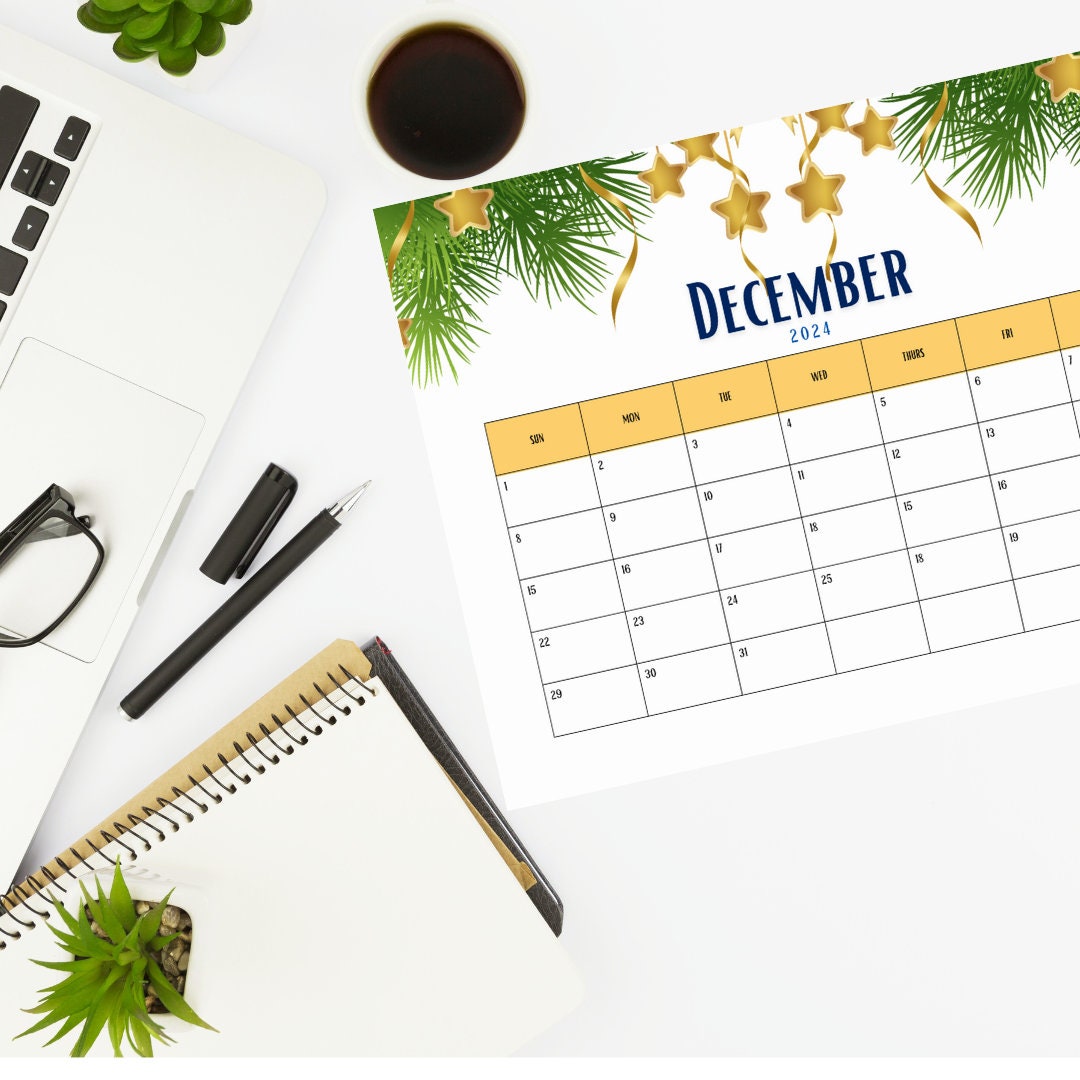 Printable and Editable December Calendar 2024 - Etsy