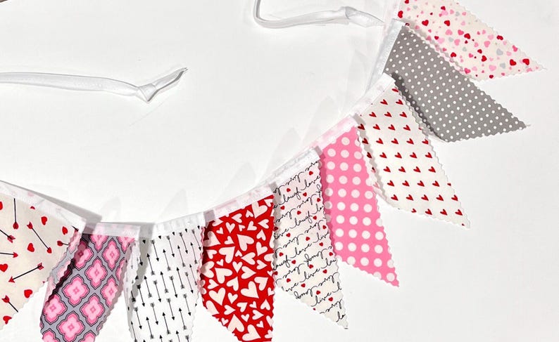 Valentines Day Pennant Bunting, Triangle Garland, Fireplace Mantle ...