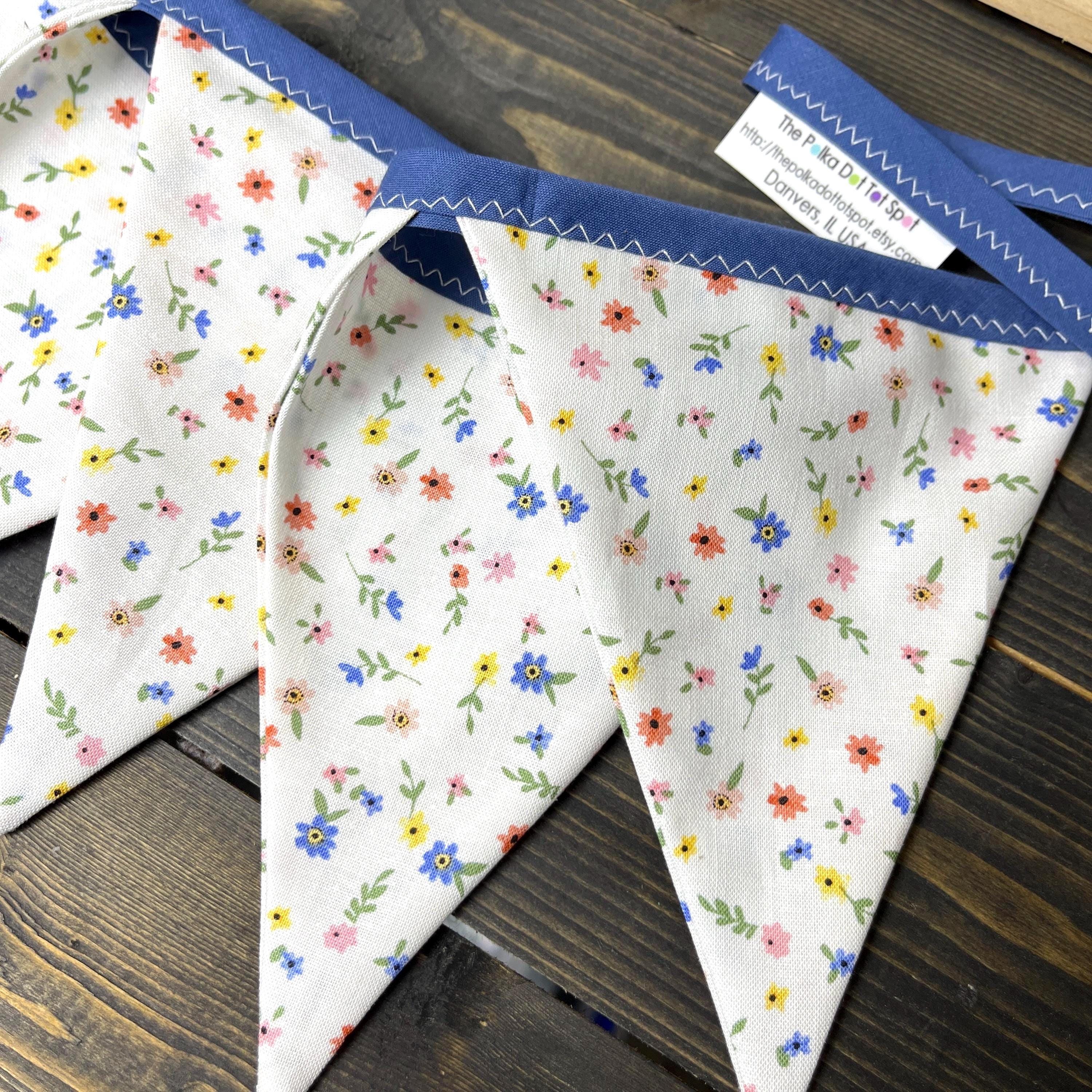 Dainty Floral Pennant Bunting, Handmade Fabric Banner, Country ...