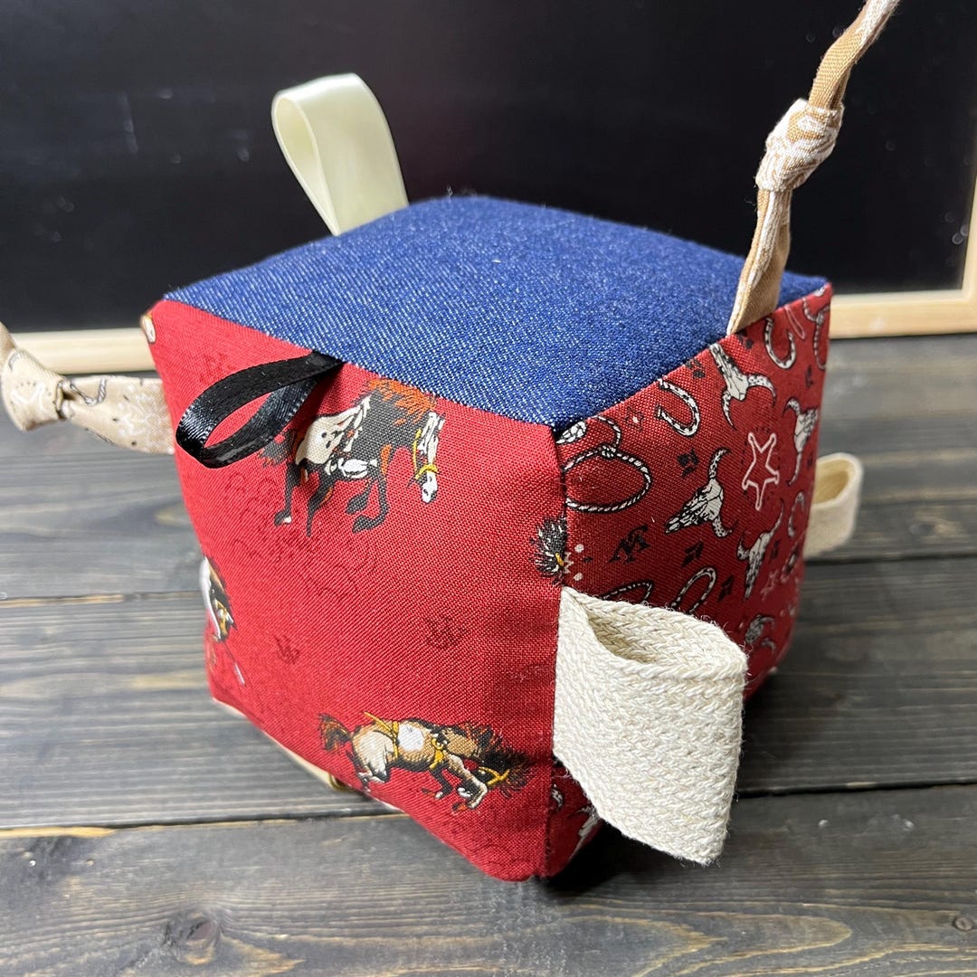 Rodeo Sensory Block, Unisex Baby Shower Gift, Horse Farm Fabric ...