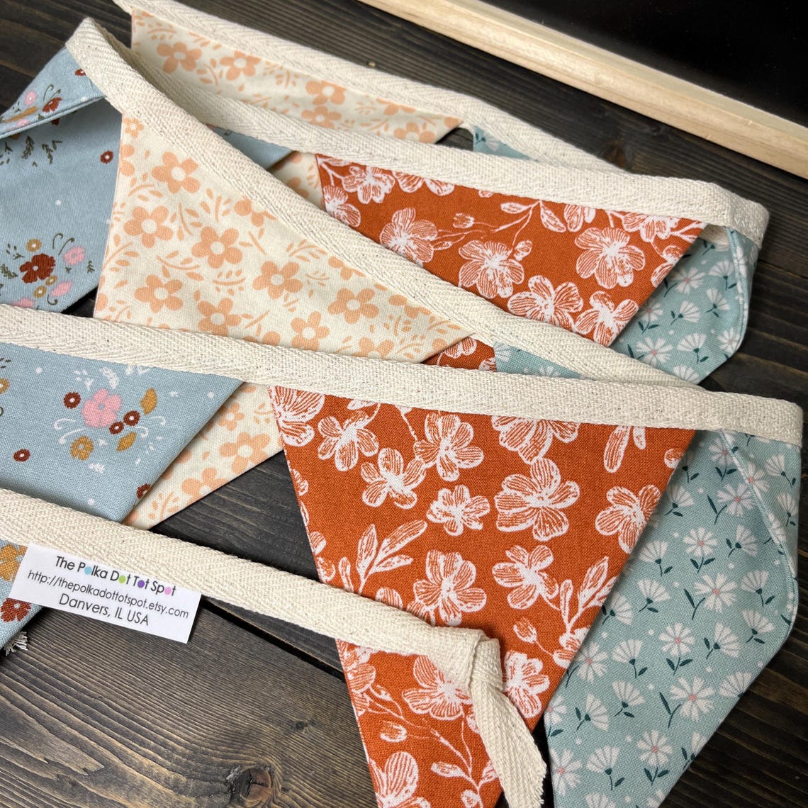 Wildflower Pennant Banner, Handmade Fabric Triangle Bunting, Country ...