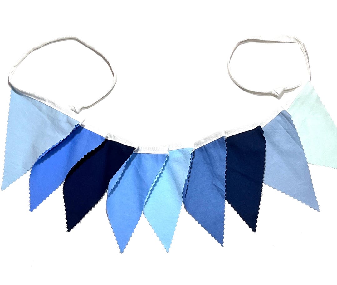 Blue Pennant Bunting Banner, Solid Blue Shades, Boys Nursery Bedroom ...