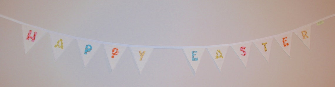 HAPPY EASTER pennant bunting fabric Easter banner pink blue | Etsy