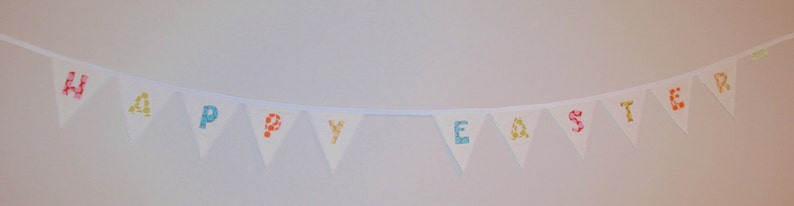 HAPPY EASTER Pennant Bunting Fabric Easter Banner Pink Blue - Etsy