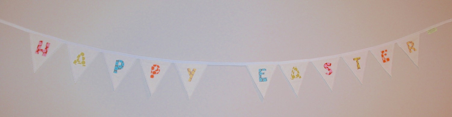 HAPPY EASTER pennant bunting fabric Easter banner pink blue | Etsy
