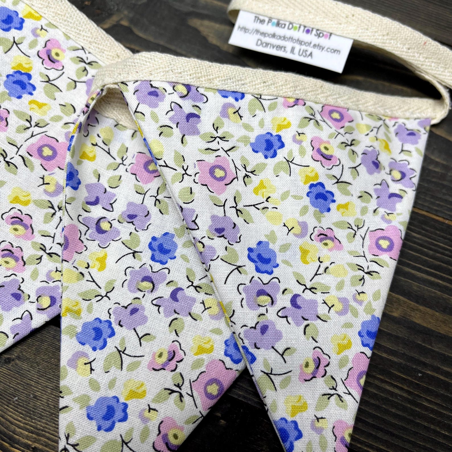 Spring Floral Pennant Banner, Liberty of London Handmade Fabric Bunting ...