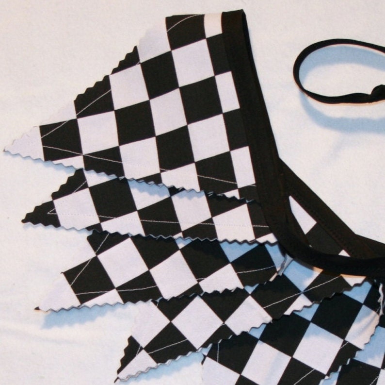 Racing Check Pennant Bunting Race Car Bunting Black White - Etsy