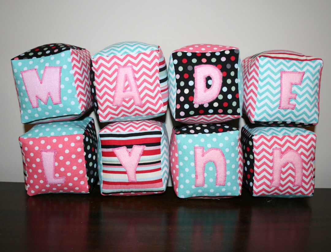 Personalized Cloth Blocks, Baby Girl Gift, Baby Shower Gift, Nursery ...