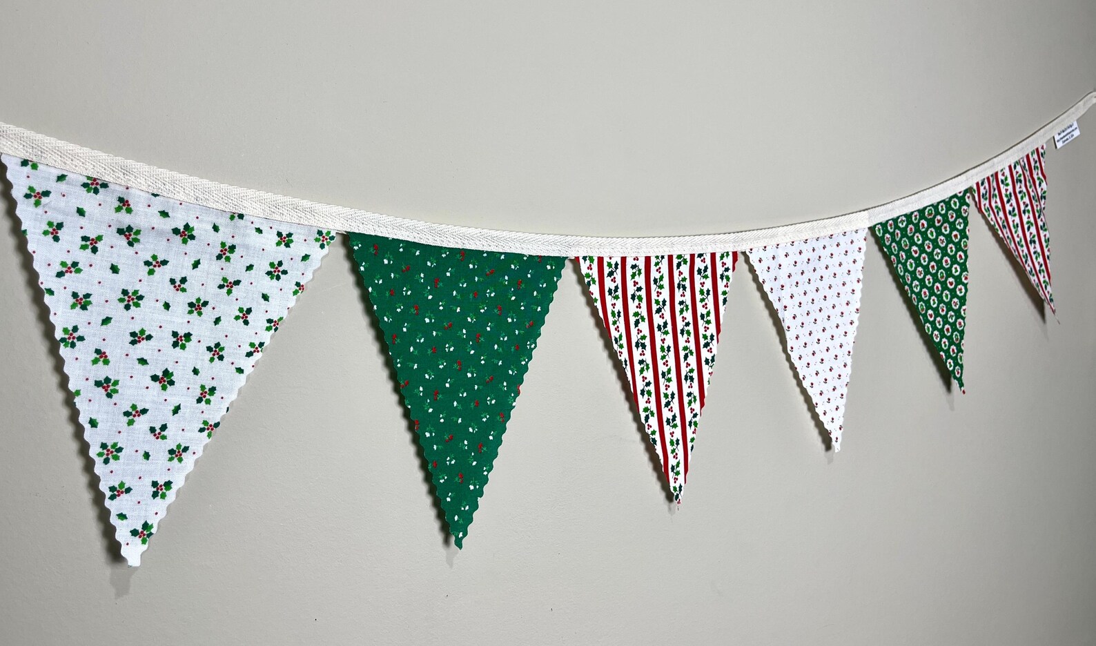 Vintage Christmas Bunting, Fabric Triangle Banner, Fireplace Mantle ...