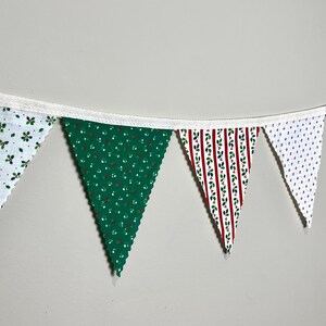 Vintage Christmas Bunting, Fabric Triangle Banner, Fireplace Mantle ...