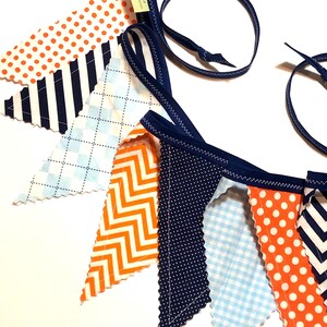 Orange Blue Pennant Bunting, Handmade Fabric Banner, Boys Bedroom ...