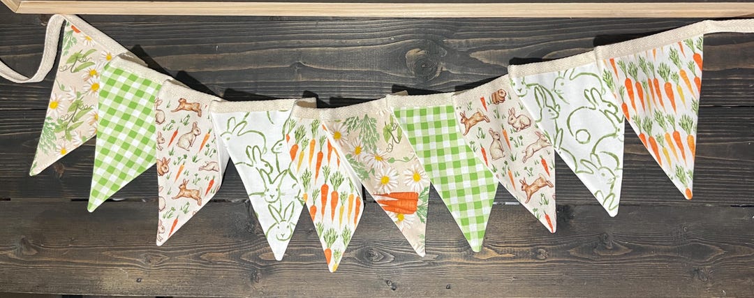 Easter Pennant Bunting, Handmade Fabric Banner, Country Farmhouse Decor ...