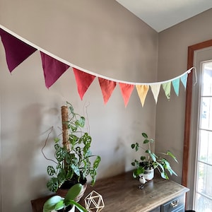 Boho Rainbow Bunting Banner, Fabric Pennants, Bedroom Decor, Triangle ...
