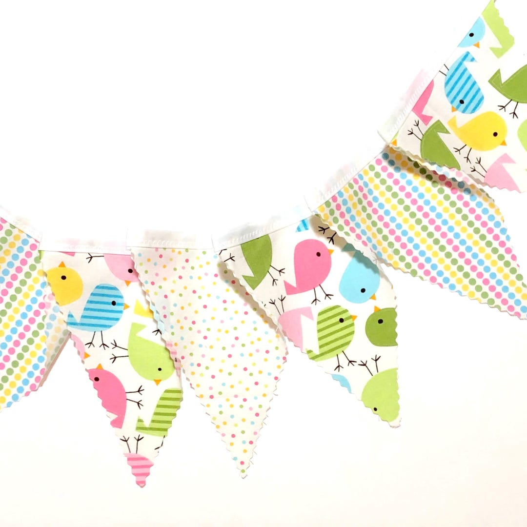 Easter Pennant Bunting, Mantle Decor, Spring Pastel Fabric Banner, Pink ...