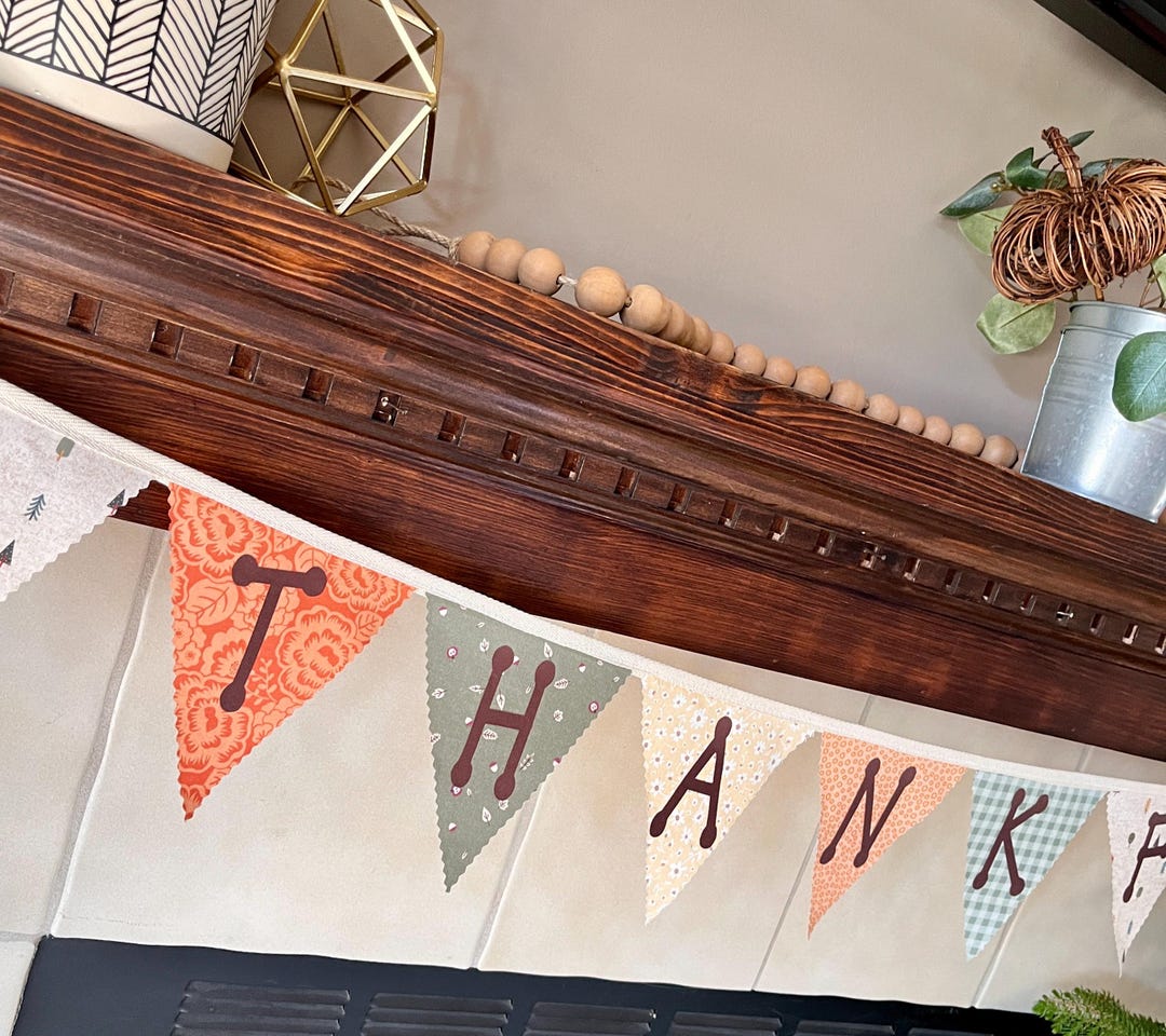 Thankful Sign, Thanksgiving Decor, Reusable Handmade Pennant Bunting ...